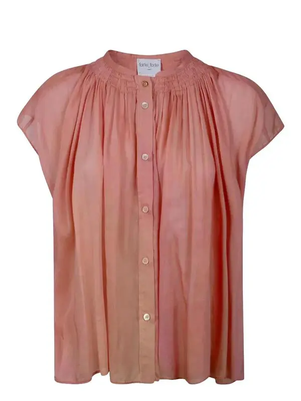 FORTE_FORTE Buttoned Smocked Shirt - Pink