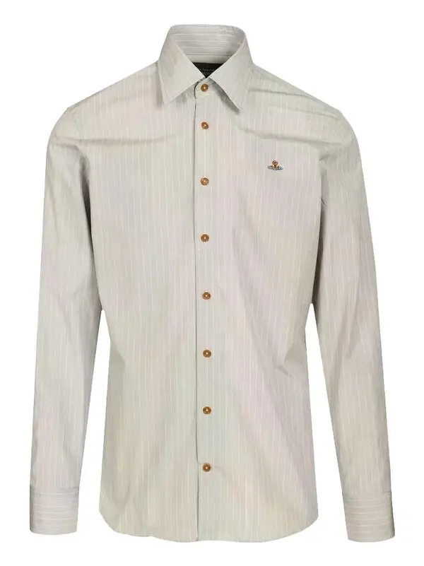 VIVIENNE WESTWOOD Ghost Pinstripe-logo Shirt - Grey