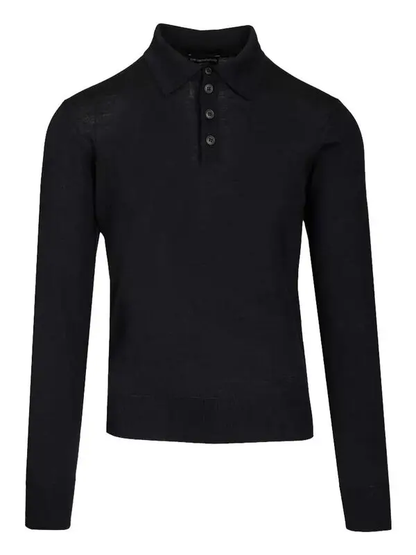Emporio Armani Button Polo Sweater - Black