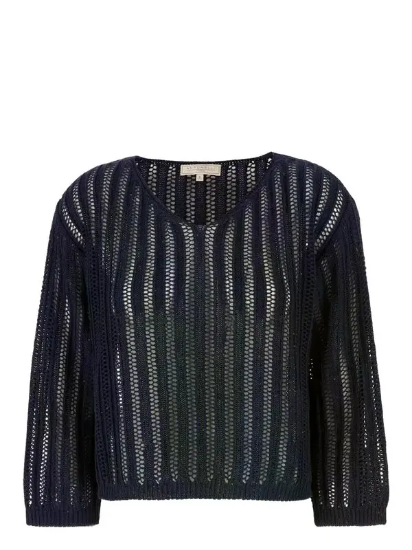 Antonelli Firenze V-neck Open Knit Sweater - Blue