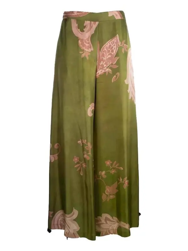 CO.GO Floral-print Palazzo Pants - Green