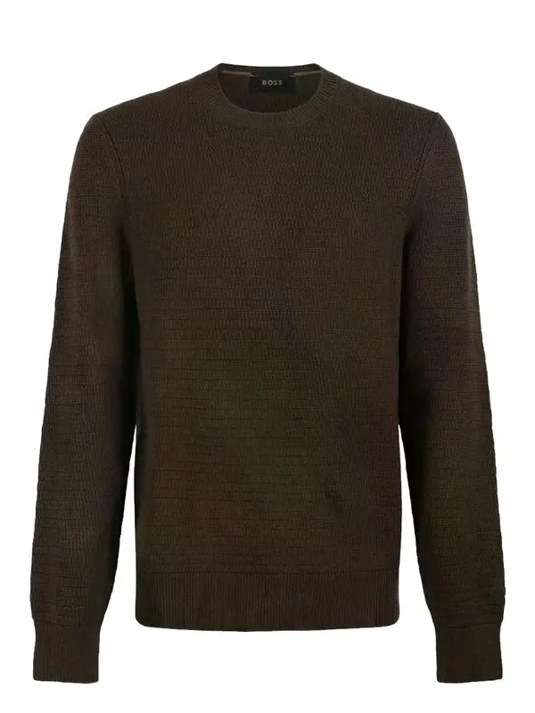 BOSS Textured Knit Sweater - Brown