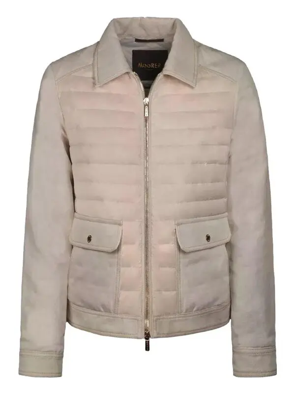 MOORER Shirt-collar Padded Jacket - Neutrals