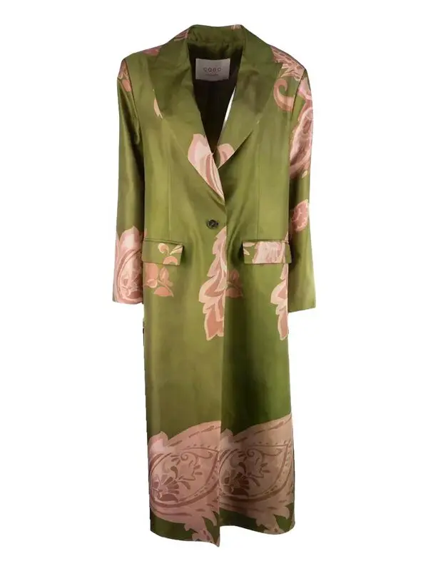 CO.GO Paisley Print Coat - Green