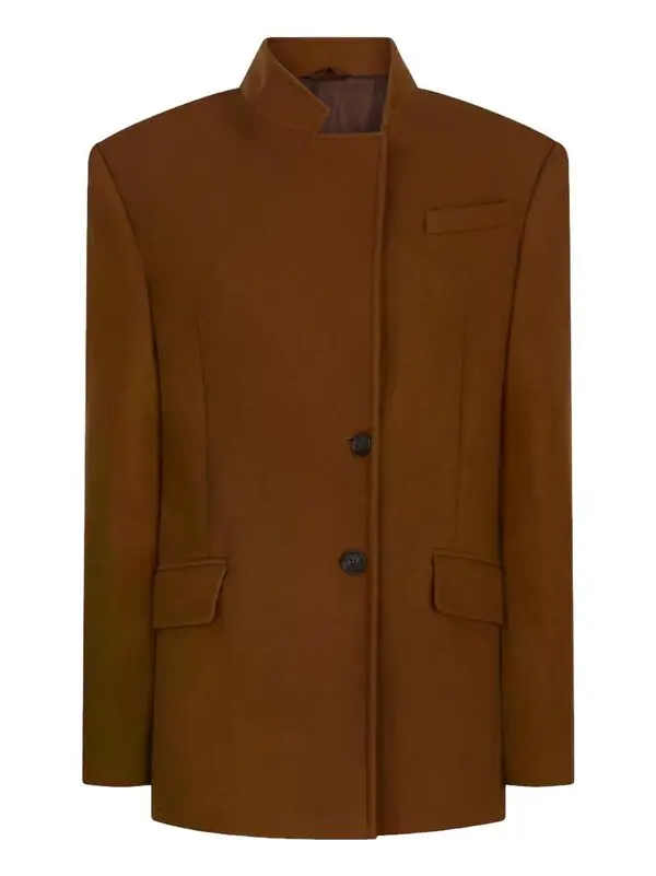 Attico Single-breasted Twill Coat - Brown