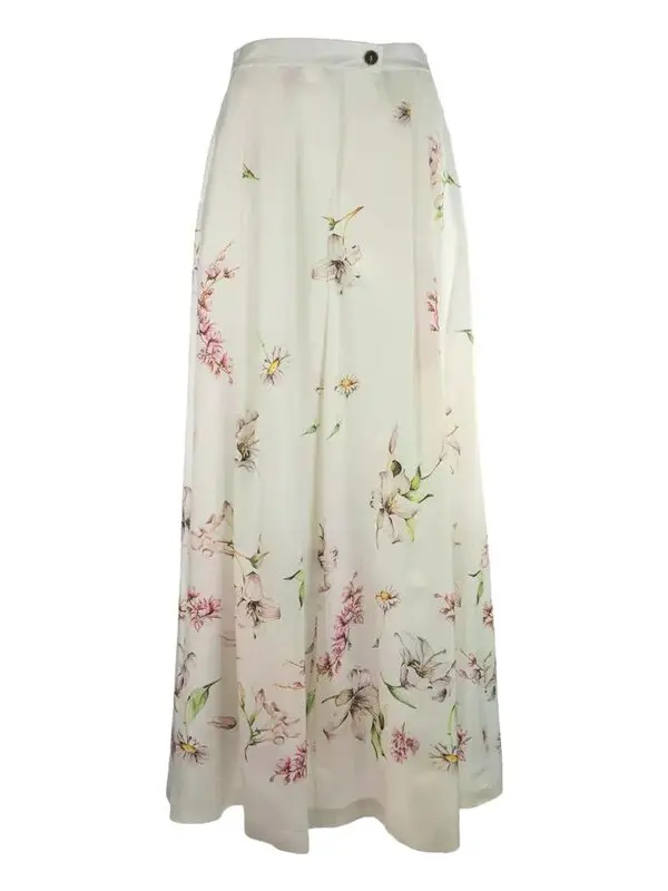CO.GO Floral-print Silk Trousers - Neutrals