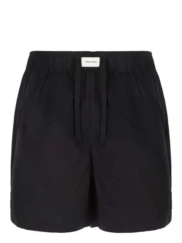ENTIRE STUDIOS Logo-patch Cotton Shorts - Black