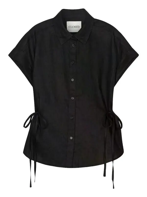 Closed Tie Waist Shirt - Black
