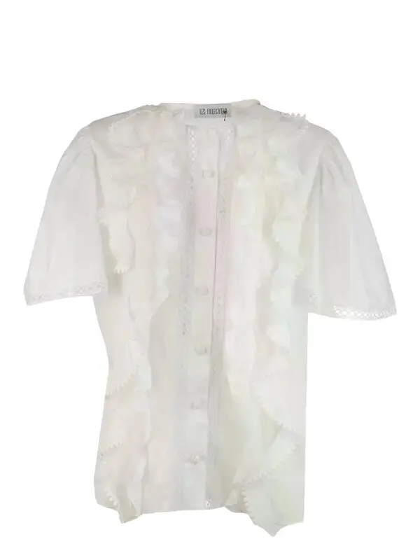 LES FILLES D'EVA Ruffled Lace Blouse - White