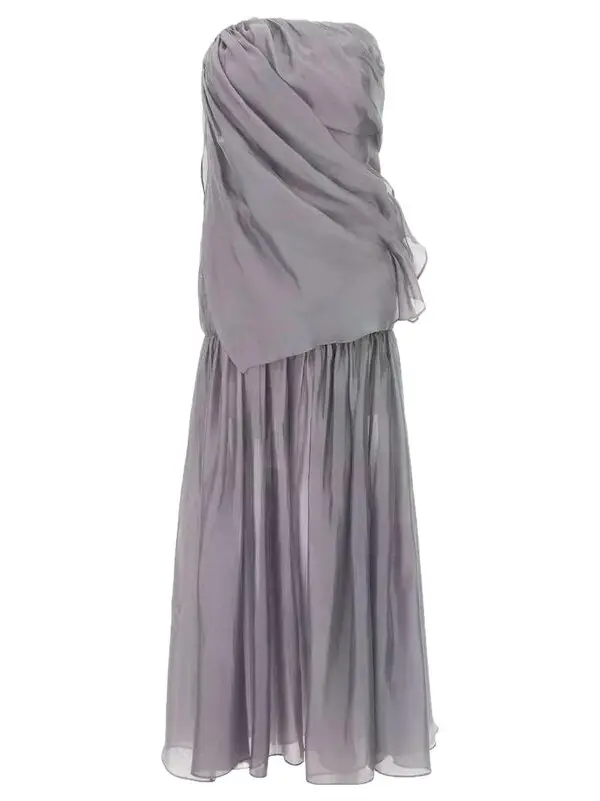 THE GARMENT Gilian Draping Ruffled Maxi Dress - Grey