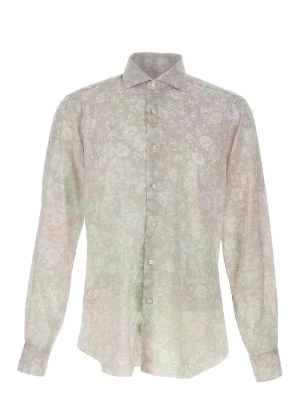 BARBA NAPOLI Floral-print Button Shirt - Neutrals