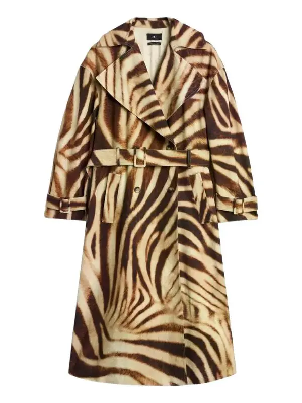 7 For All Mankind Zebra-pattern Trench Coat - Neutrals