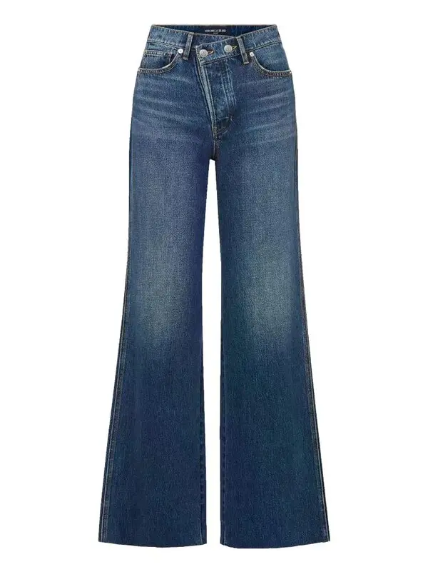 Veronica Beard Taylor Crossover-waistband Wide-leg Jeans - Blue
