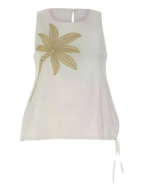 KAOS Palm-embroidered Drawstring Top - White