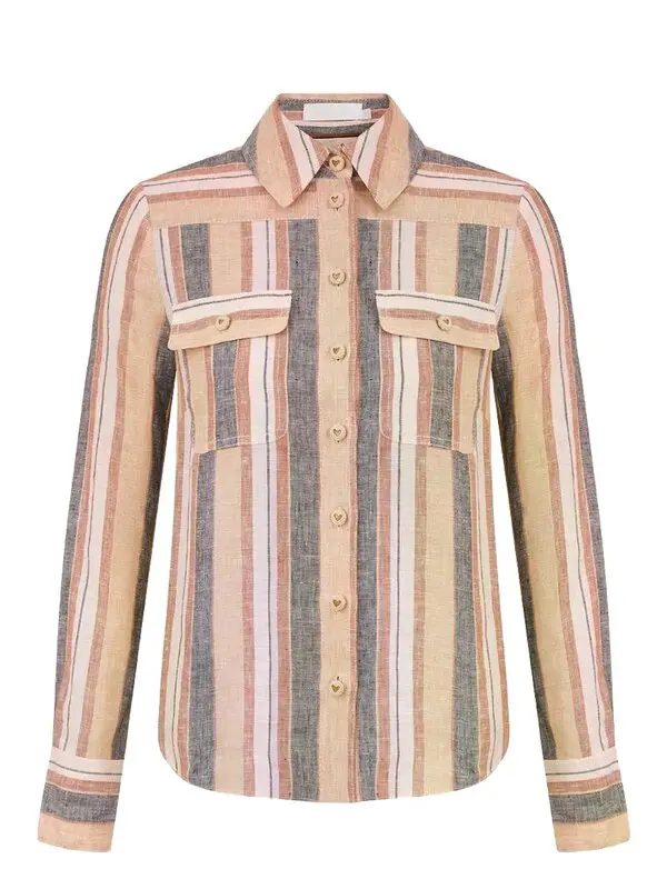 Zimmermann Wanderlust Striped Shirt - Neutrals