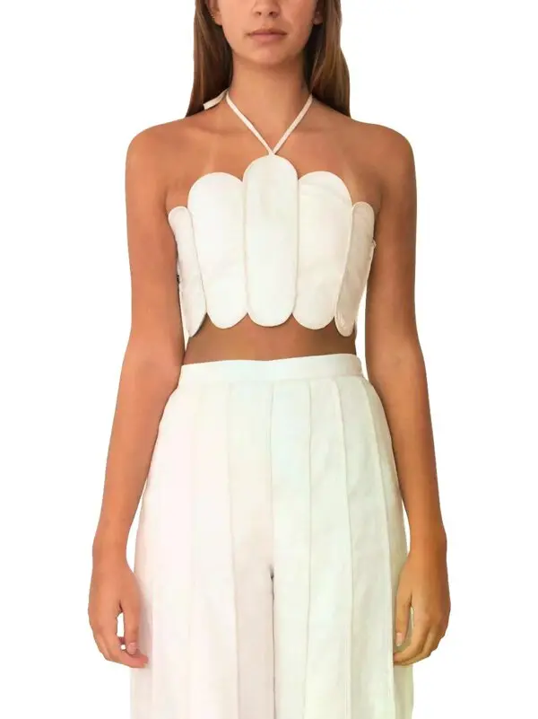 Azulu Scalloped Halter Top - White