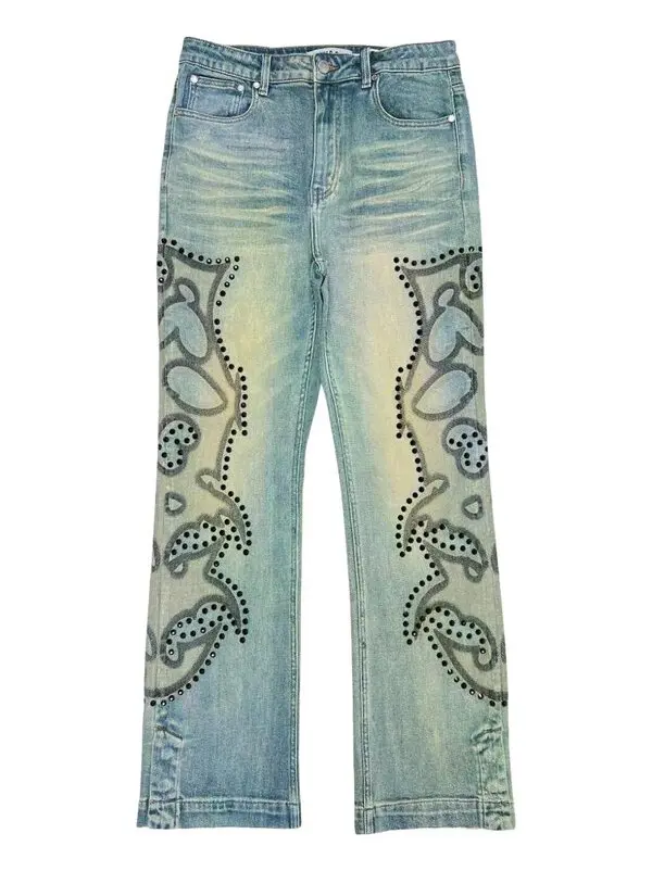 DUAA Rhinestone Print Jeans - Blue
