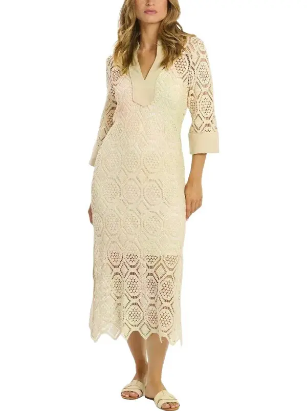 Miss June Geometric Lace Maxi Dress - Neutrals