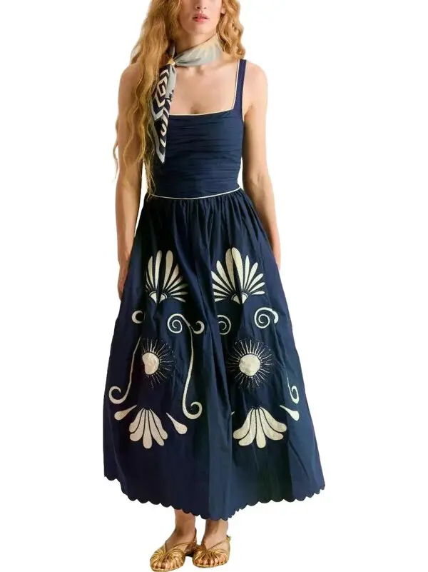 Carolina K Almara Embroidered Midi Dress - Blue