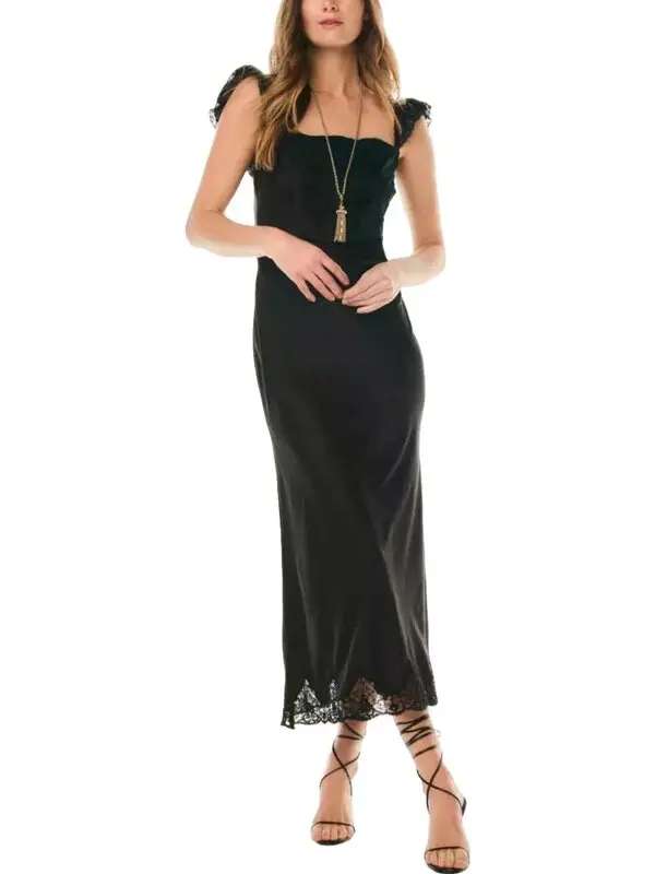 LoveShackFancy Karmine Midi Dress - Black