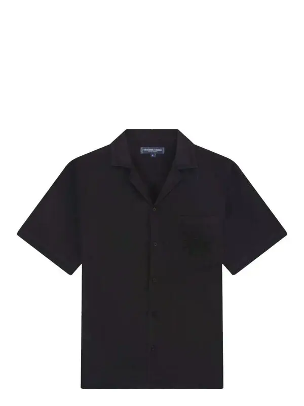 Frescobol Carioca Alves Embroidered Pocket Shirt - Black