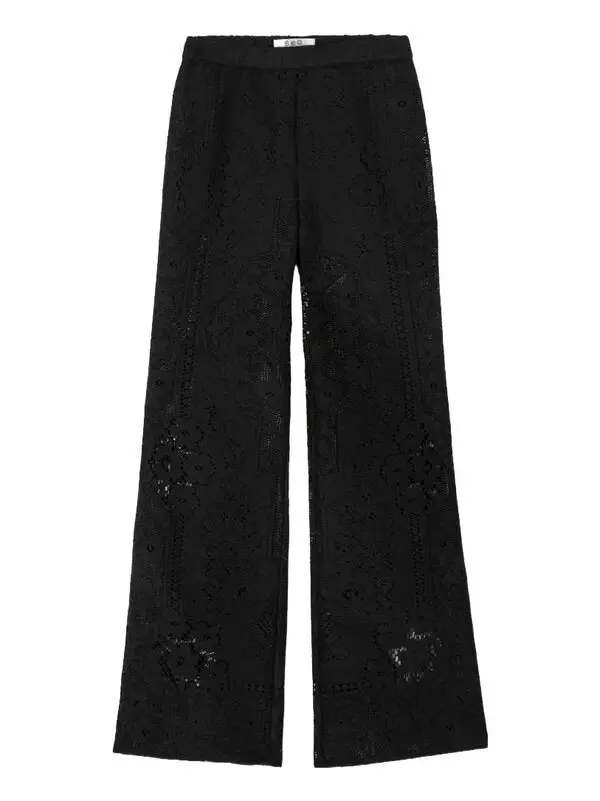 Sea Lace Flared Trousers - Black