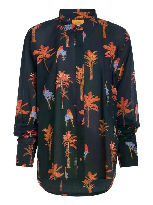 CONIGLIO PALM BEACH Palm Tree Print Shirt - Blue