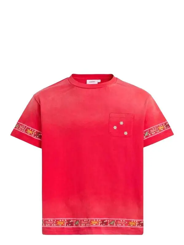 FOUND Embroidered Floral T-shirt - Red