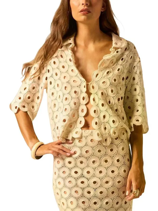 JBQ Braydon Cut-out Blouse - Neutrals