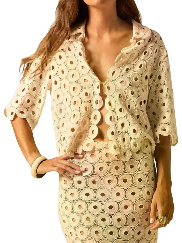 JBQ Braydon Cut-out Blouse - Neutrals