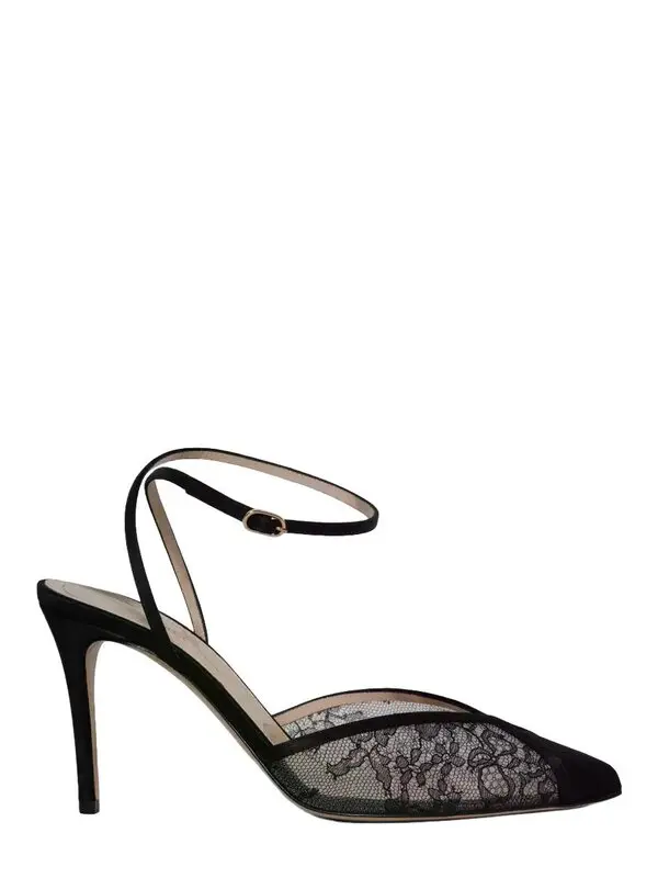 ANDREA WAZEN Lenny Lace 85 Ankle-strap Pumps - Black