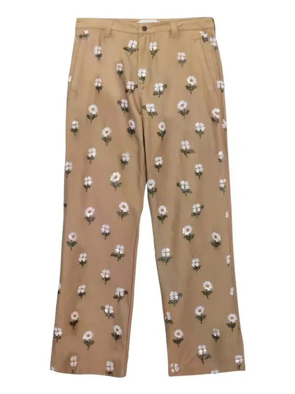 HONOR THE GIFT Beaded Flower Trousers - Neutrals