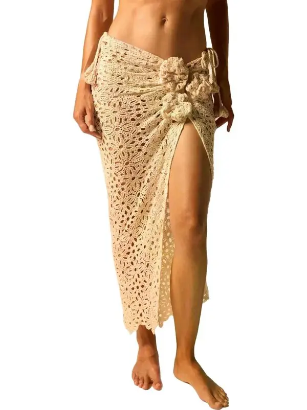 JBQ Floral Tie Side Skirt - Neutrals