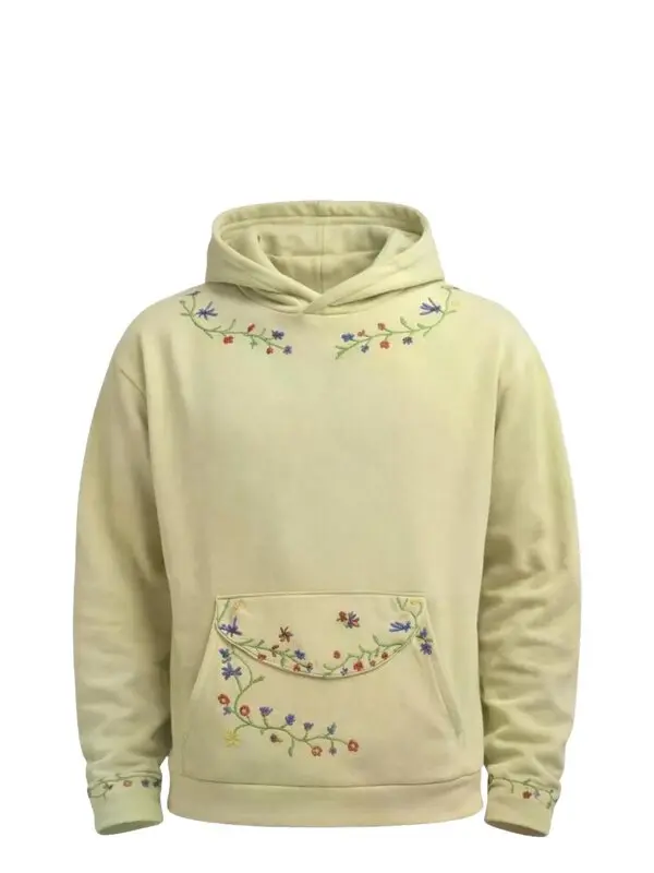 FOUND Embroidered Floral Hoodie - Green