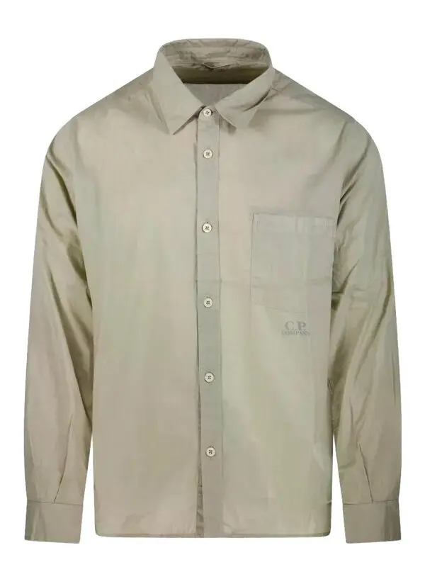 C.P. COMPANY Light Mussola Long Sleeve Button Shirt - Neutrals