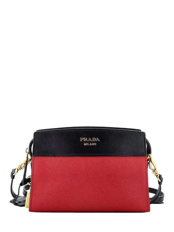 Prada Bibliotheque Saffiano Leather Crossbody Bag - Red