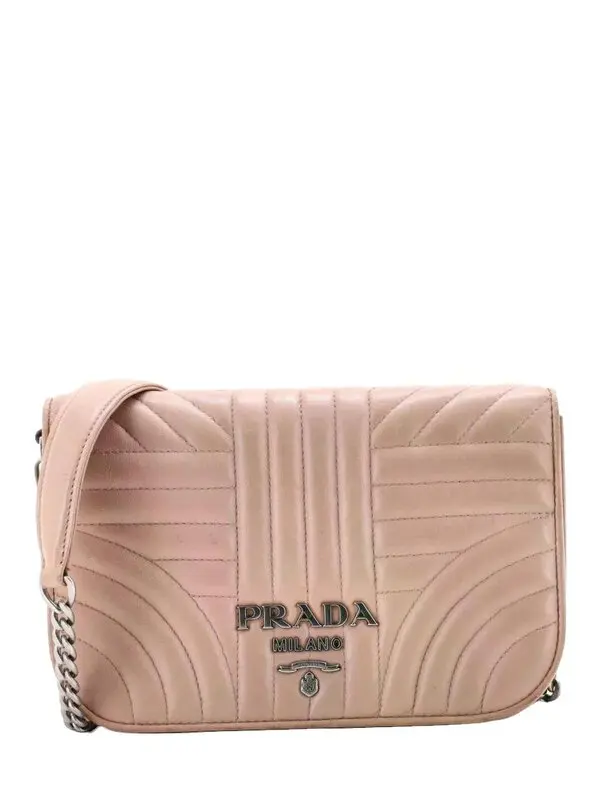 Prada Chain Flap Diagramme Quilted Leather Small Crossbody Bag - Neutrals