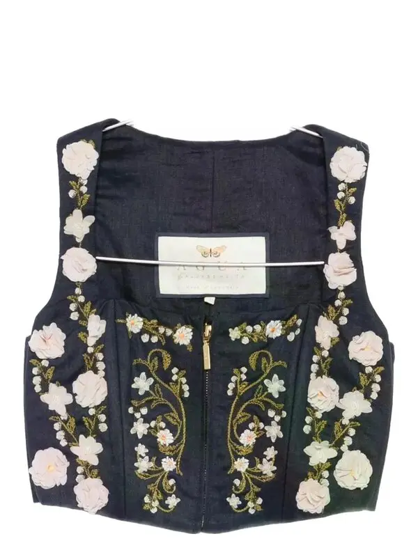 Agua Bendita Floral-embellished Top - Blue