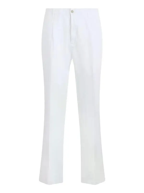 120% Lino Pleated Linen Trousers - White