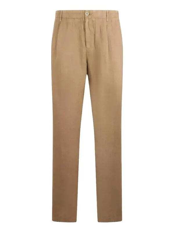 120% Lino Pleated Linen Trousers - Neutrals