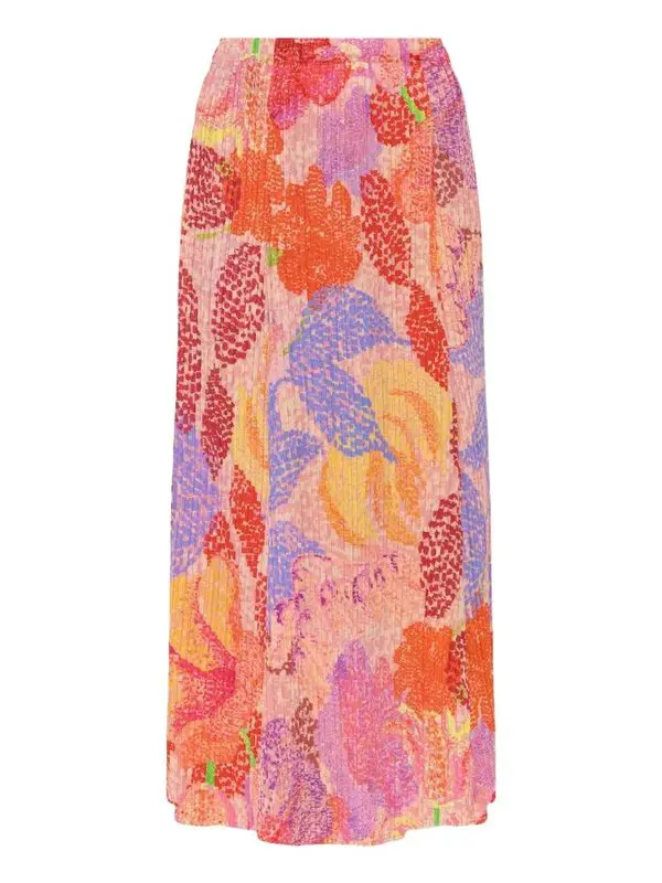 Issey Miyake Floral Pleated Mid Skirt - Pink