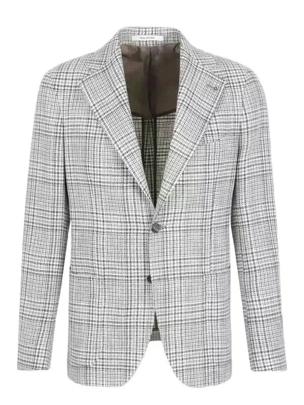 Tagliatore Houndstooth Single-breasted Blazer - White
