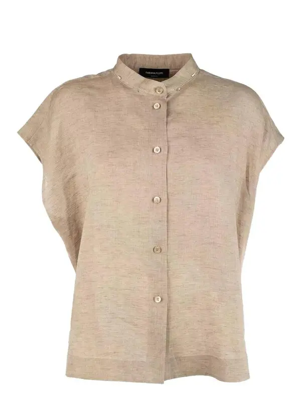 Fabiana Filippi Mandarin Collar Button Blouse - Neutrals