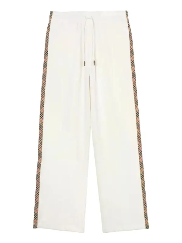 Burberry Check Trim Cotton Track Pants - White