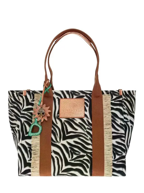 Kurt Geiger Large Zebra-print Tote Bag - White