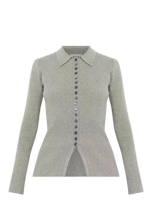 RÓHE Ribbed Cardigan - Grey