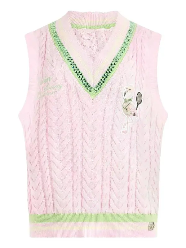 Philipp Plein V-neck Cable-knit Vest - Pink