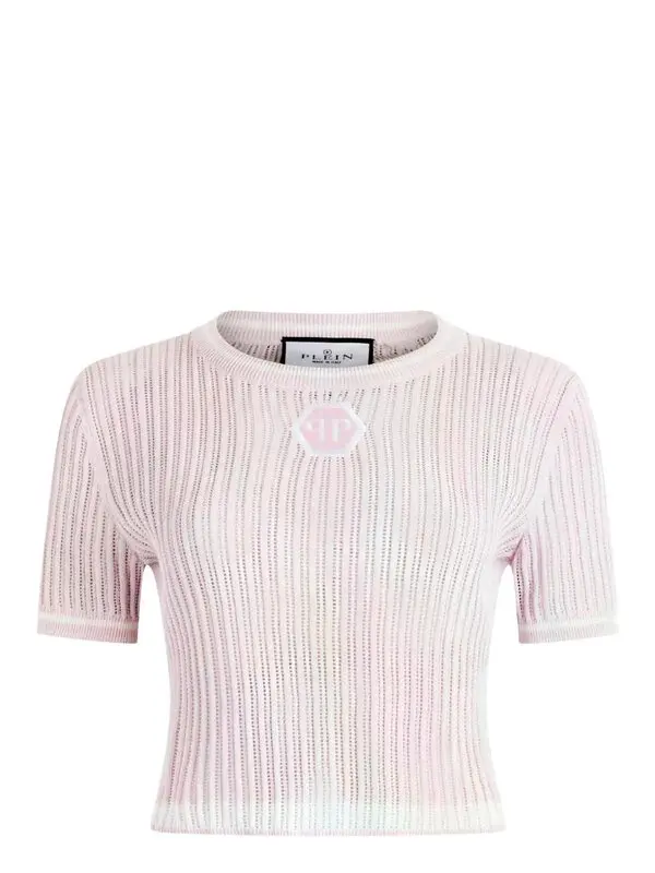 Philipp Plein Knitted Logo-patch T-shirt - Pink