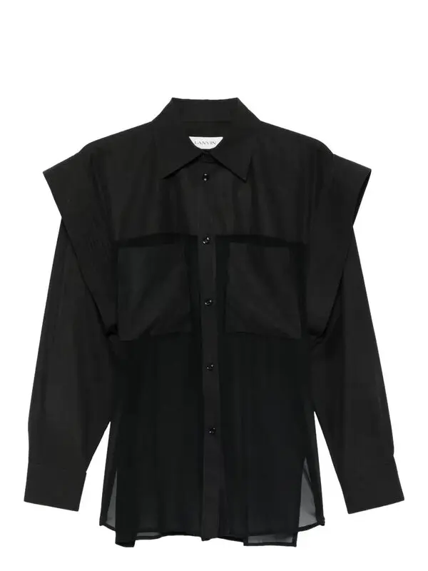 LANVIN Patch Pocket Long Sleeve Shirt - Black