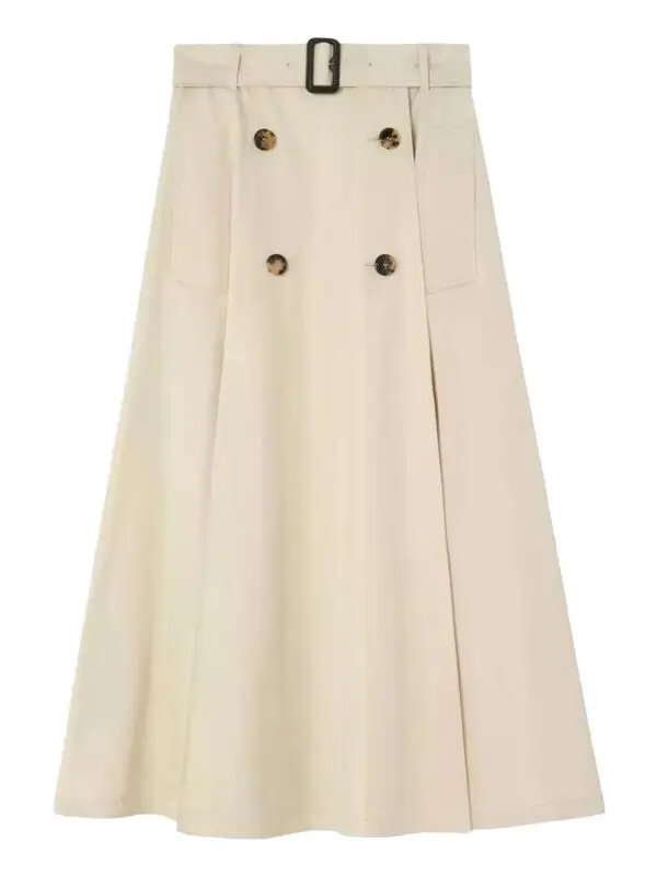 Burberry Gabardine Trench Midi Skirt - Neutrals